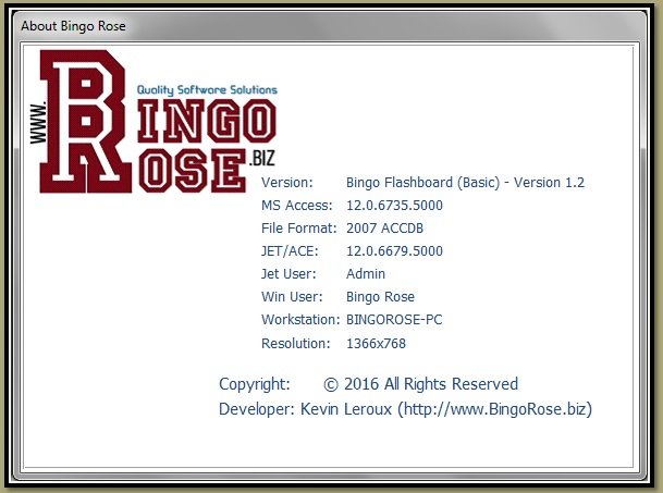 Bingo Flashboard (Basic) - Bingo Rose Software